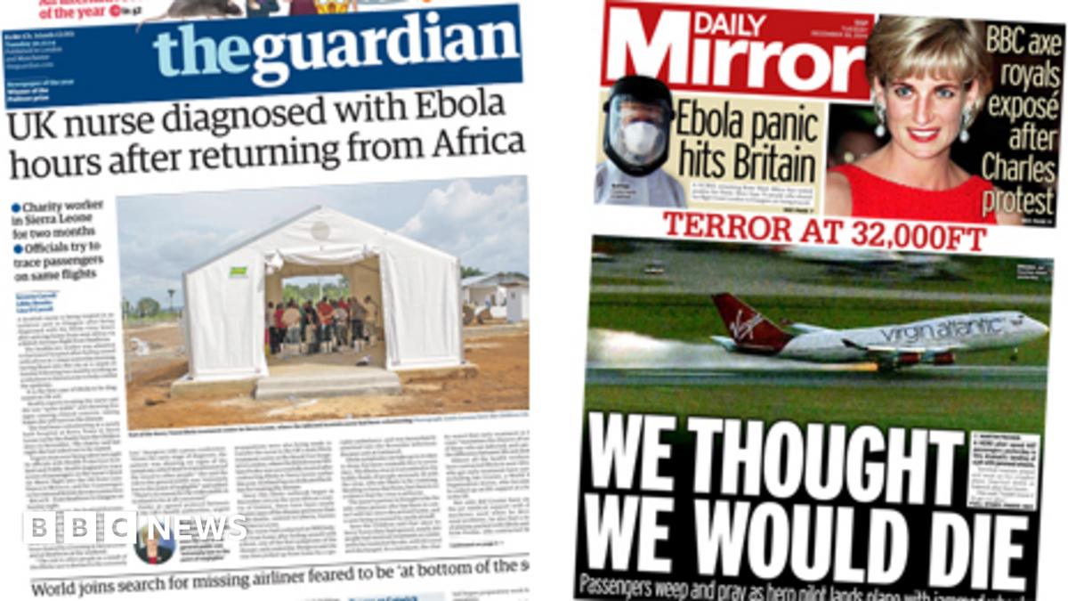 Newspaper headlines: Ebola fears, plane emergency and Greece - BBC News