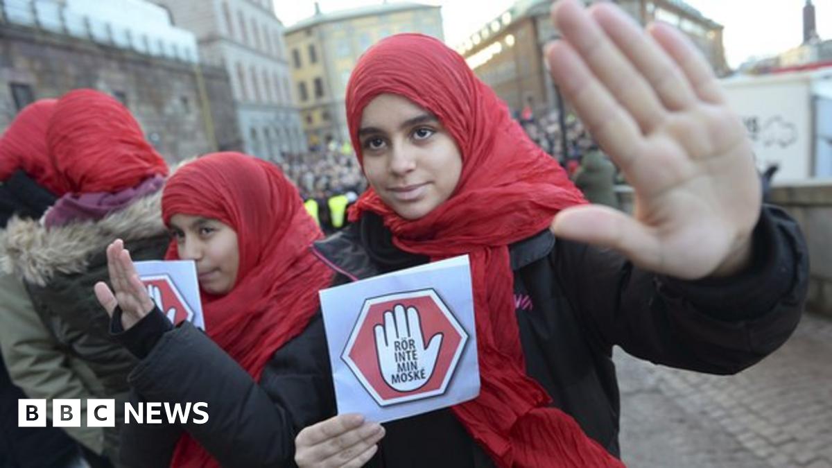 Sweden protest after three mosque fires in one week - BBC News