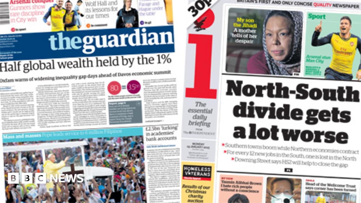 Newspaper headlines: Inequality, North-South divide and 'colder than ...