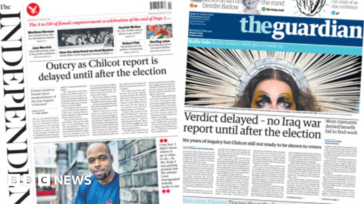 Newspaper headlines: Chilcot Inquiry delay and page three debate ...