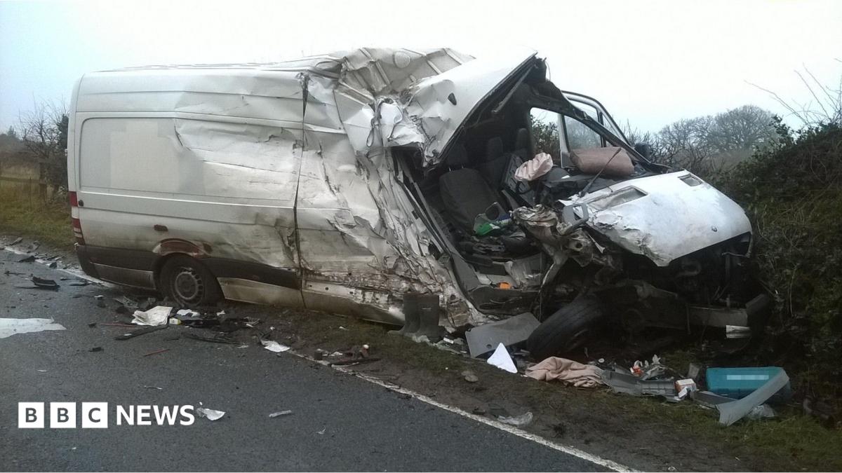 Drivers 'extremely lucky' as lorry and van collide in Wem - BBC News