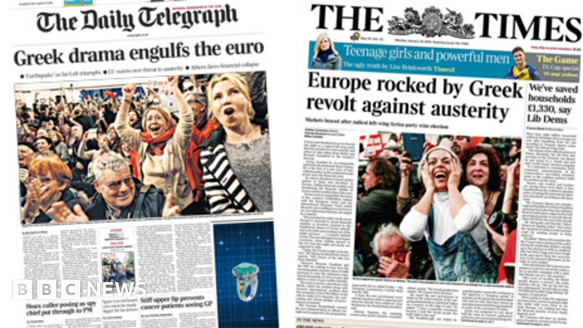 Newspaper headlines: Greek election fallout dominates papers - BBC News