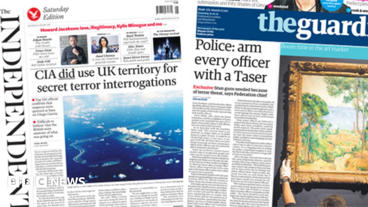 Newspaper headlines: 'Torture' on British island, and Tasers plea - BBC ...