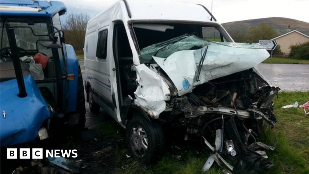 Limavady crash: Six taken to hospital after tractor campervan crash ...
