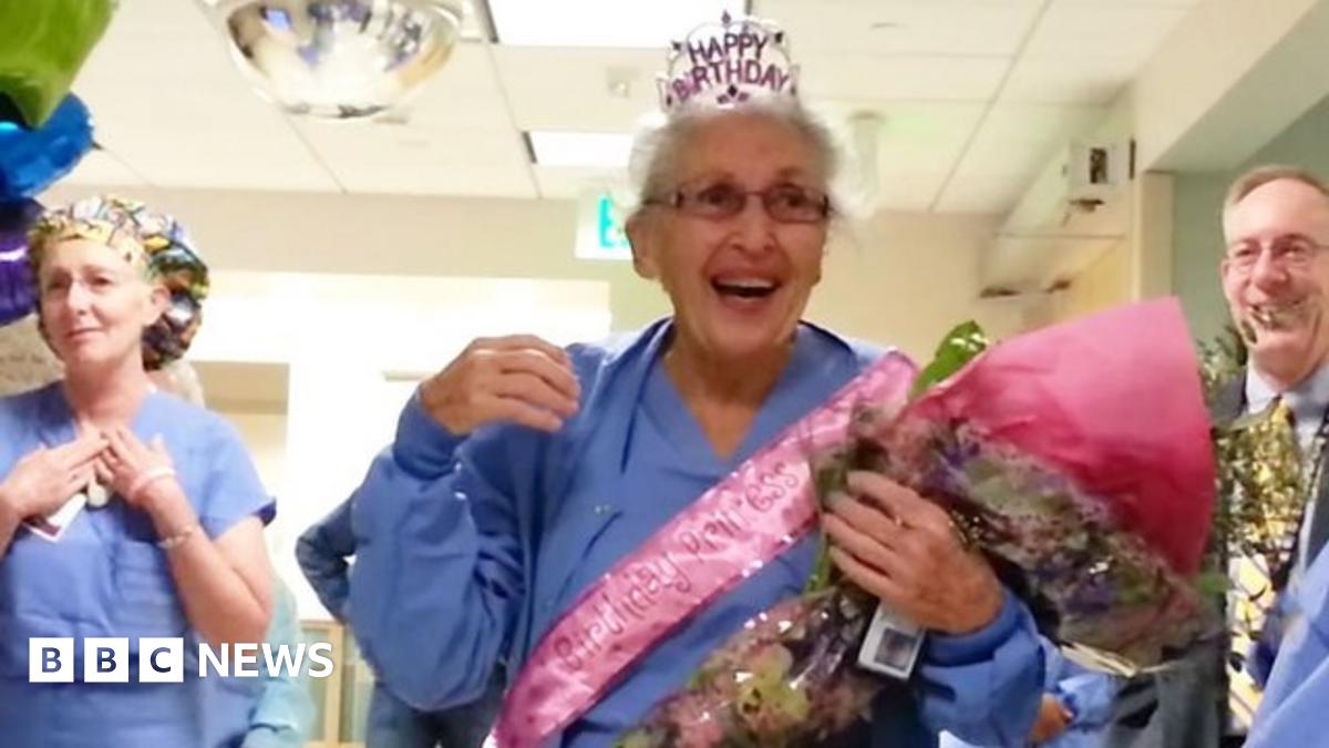 US nurse Florence Rigney marks 90th birthday at work - BBC News