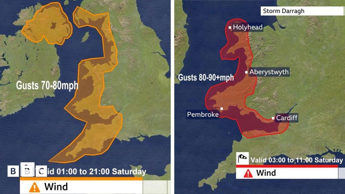 UK weather: Storm Darragh brings rare red weather warning for wind ...