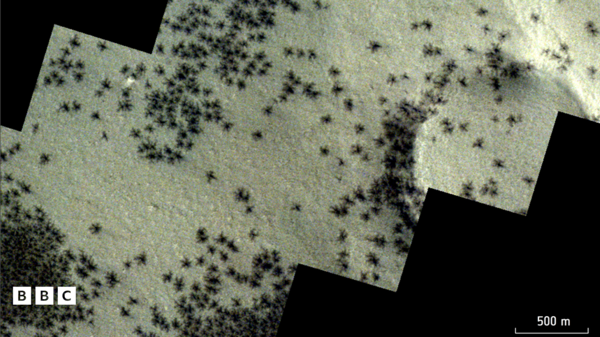 Mars: Satellite spots 'spiders' on surface of Red Planet - BBC Newsround