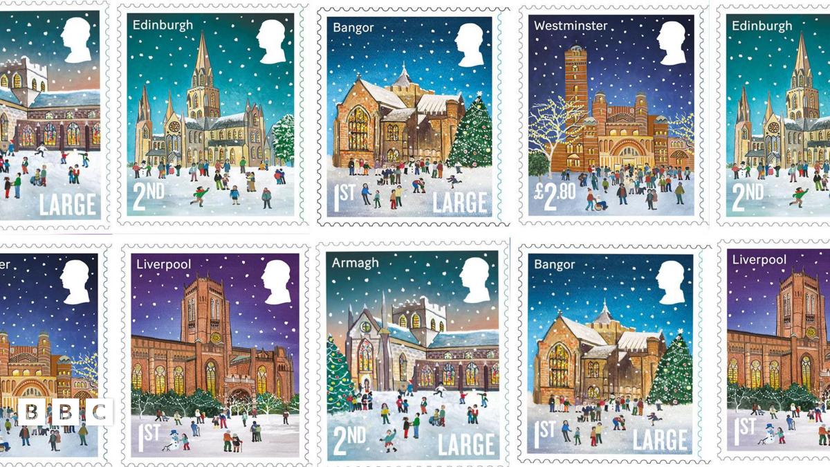 Snowy cathedral scenes for 2024 Christmas stamps - BBC Newsround