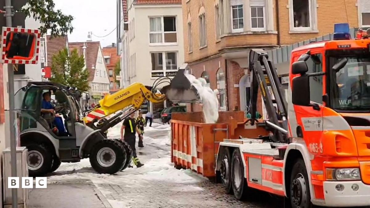 Hail storm hits Reutlingen in Germany - in August! - BBC Newsround