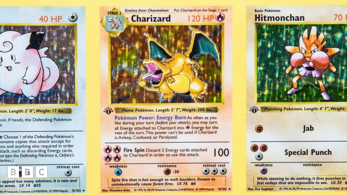 Pokémon: Rare un-cut sheet of first edition cards sold at auction - BBC ...