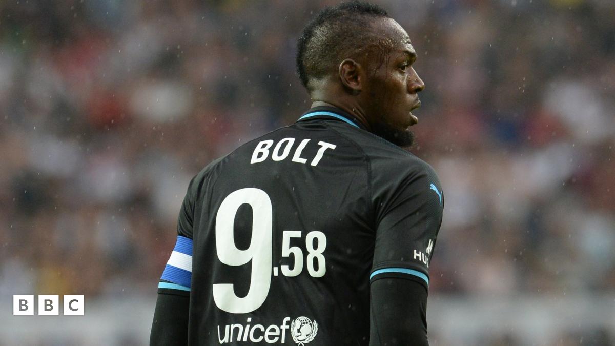 Superstar sprinter Usain Bolt plays footie match - BBC Newsround