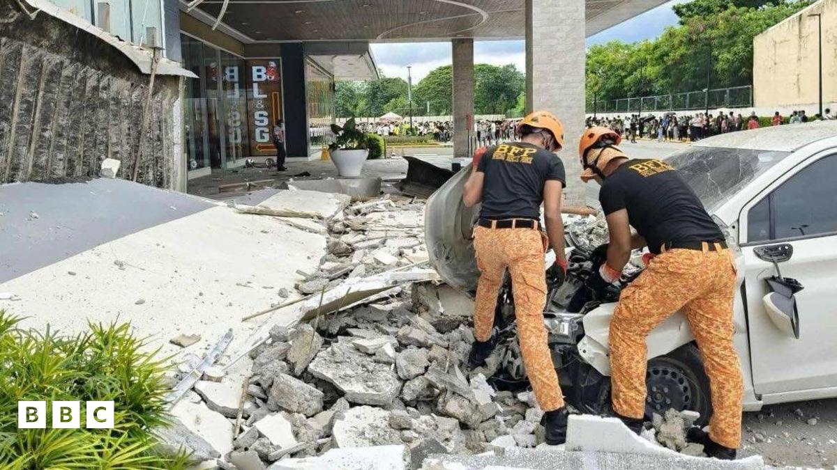 Philippines earthquake at 7.4 magnitude damages buildings and roads ...