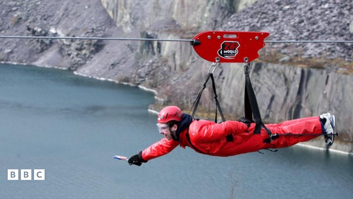 Mile-long zip wire opens in Wales - BBC Newsround
