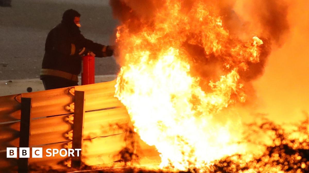 Lewis Hamilton wins after Romain Grosjean escapes dramatic Bahrain GP ...