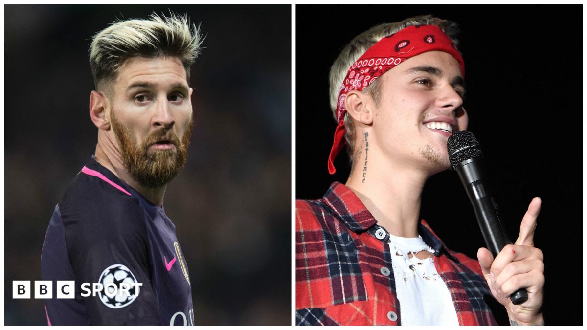 Justin Bieber joins Lionel Messi at Barcelona training - BBC Sport