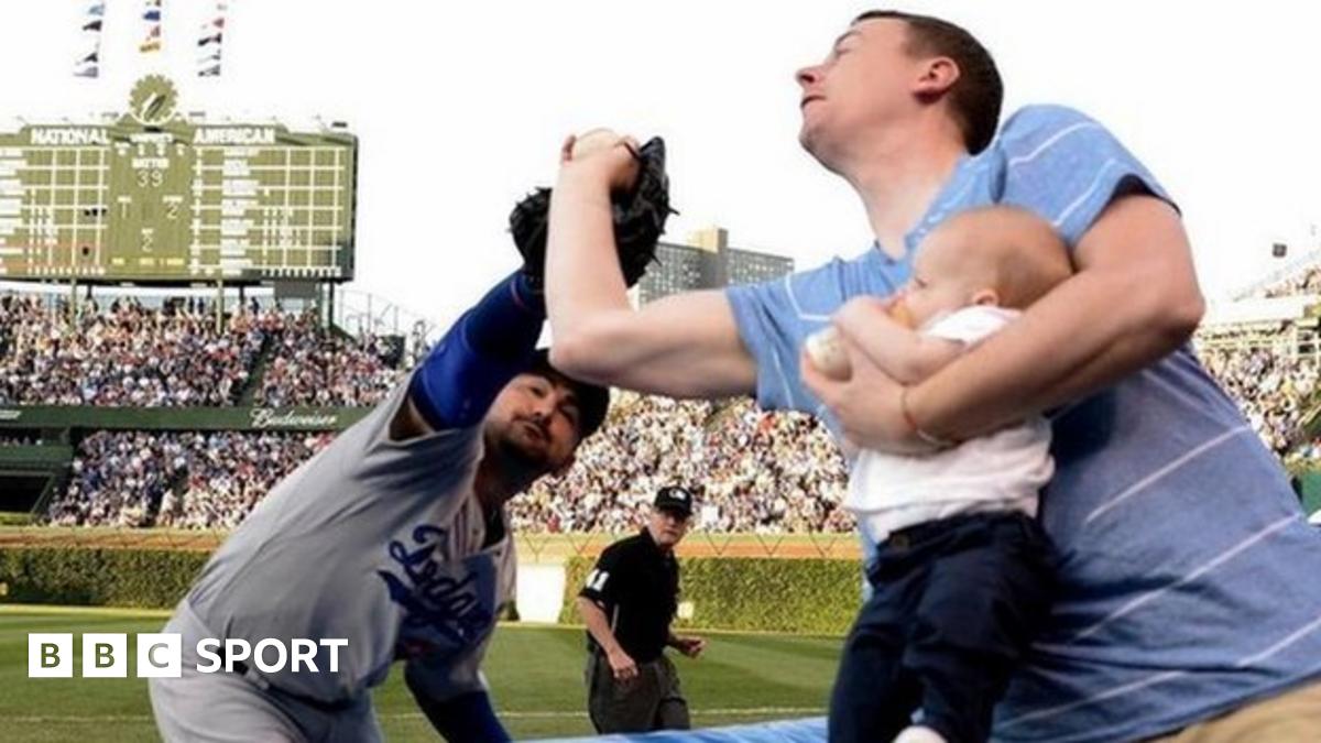 Chicago Cubs fan Keith Hartley makes multi-tasking catch - BBC Sport