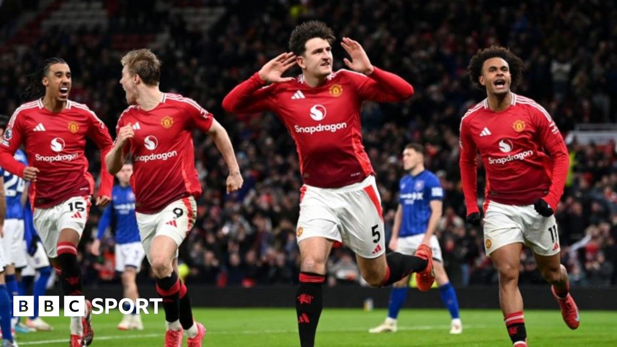 Manchester United 3-2 Ipswich Town: Maguire heads winner for 10 men ...