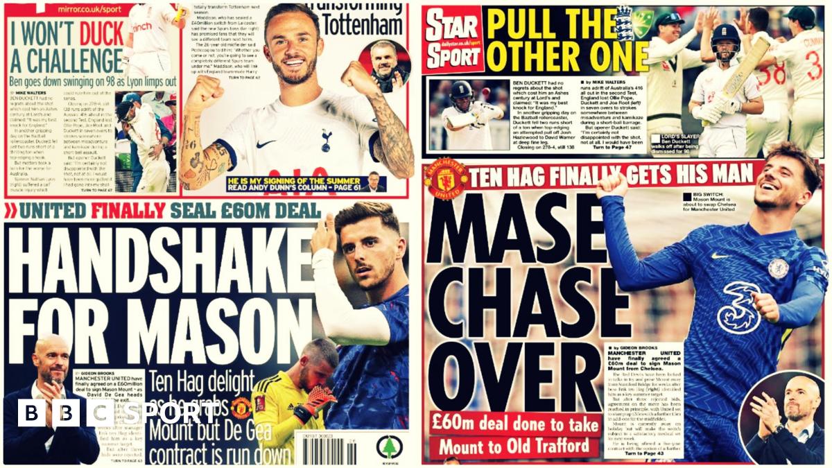 Mason Mount: Back pages show of Man Utd deal - BBC Sport