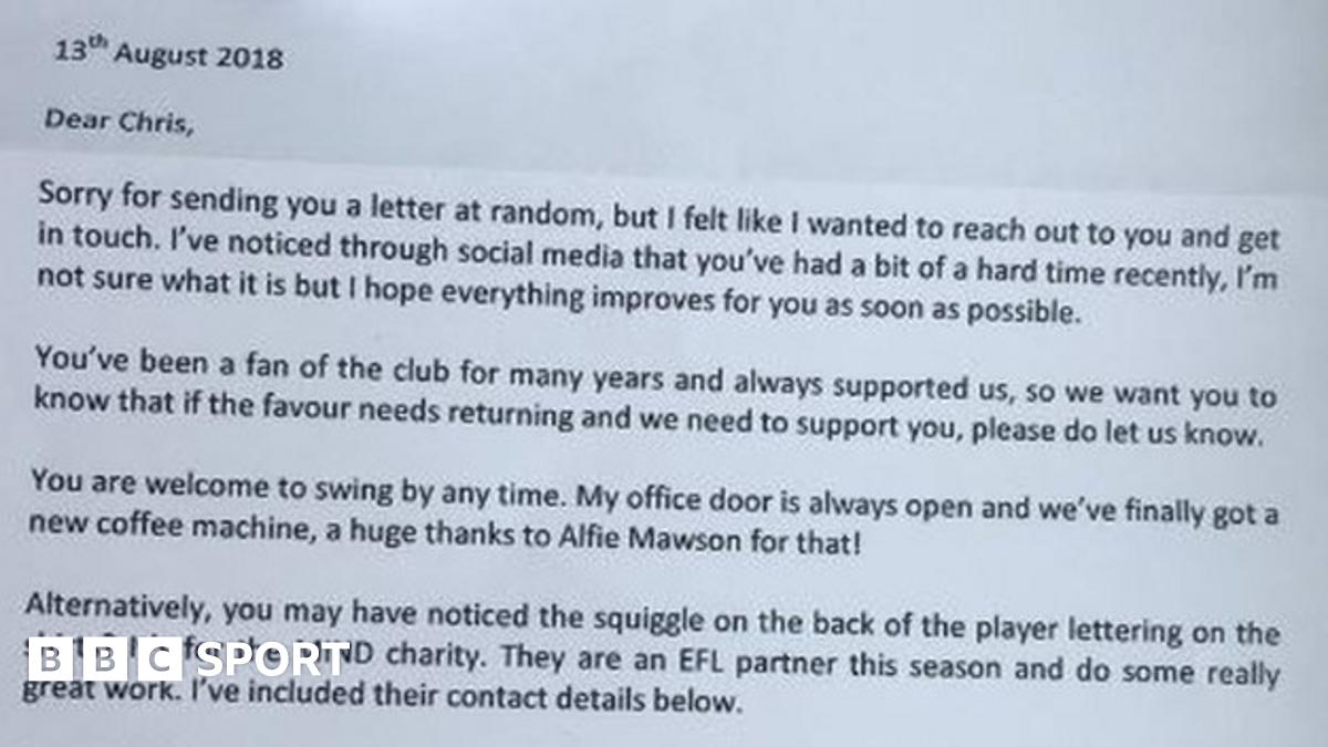 Barnsley write supportive letter to fan who spoke of depression on ...