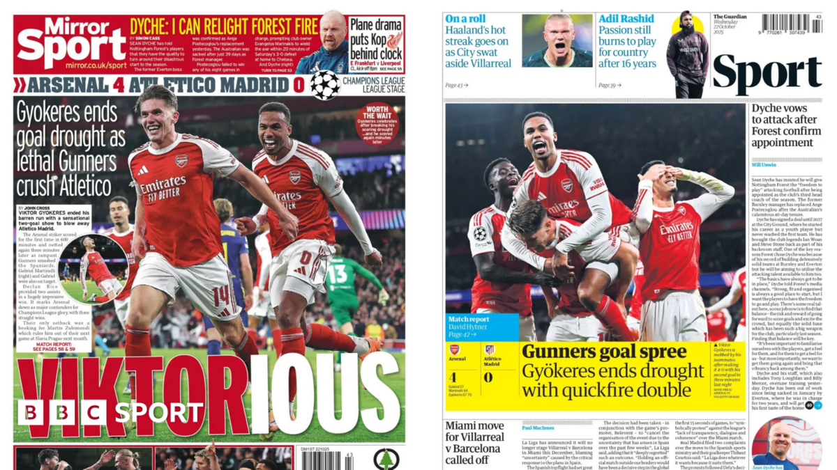 Arsenal news: Wednesday's back pages focus on Gyokeres and Gunners ...