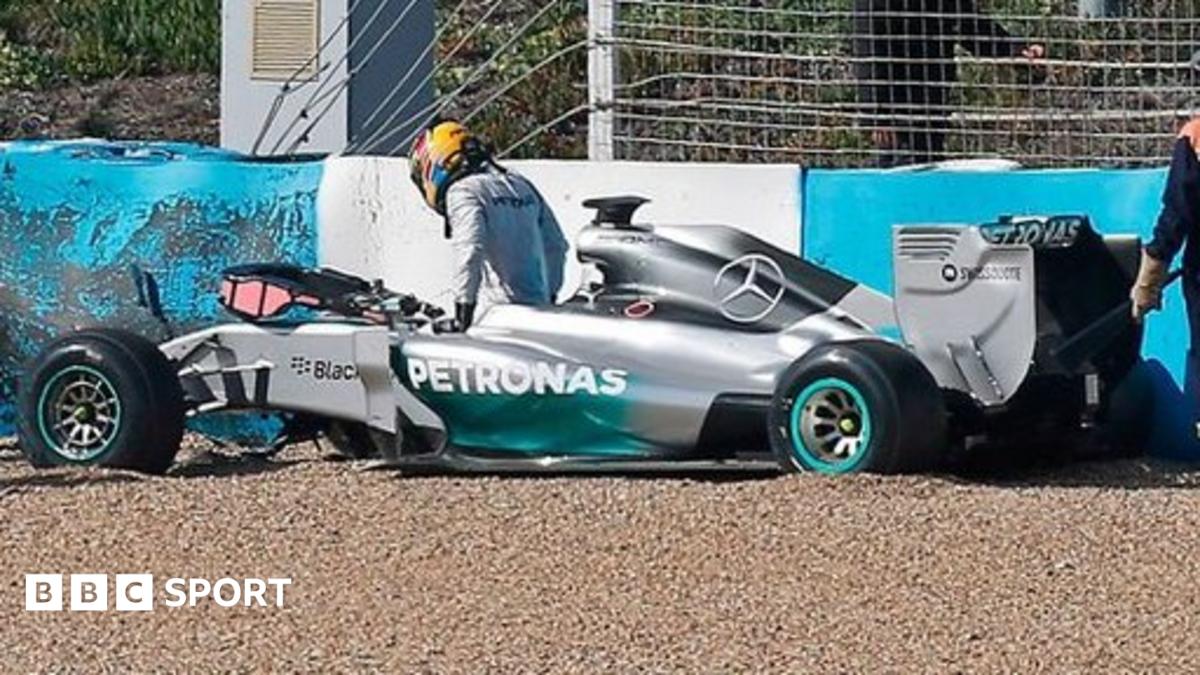 Lewis Hamilton: Mercedes driver upbeat despite testing crash - BBC Sport
