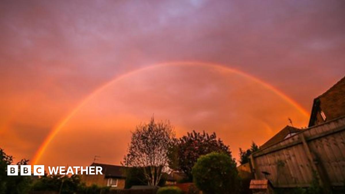Pink rainbows seen at sunset - BBC Weather