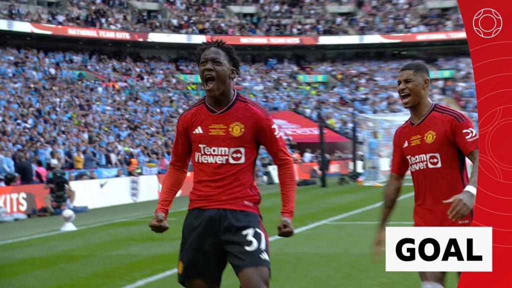FA Cup 2024: Kobbie Mainoo doubles Man Utd lead against Man City - BBC ...