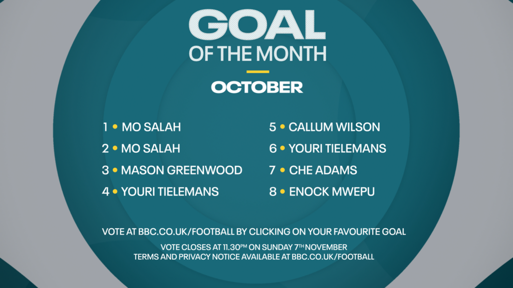 Watch: Match of the Day 2 and vote for October's goal of the month ...