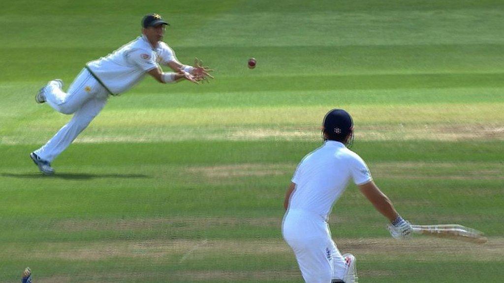 England v Pakistan: Alastair Cook caught by diving Yasir Shah for 66 ...