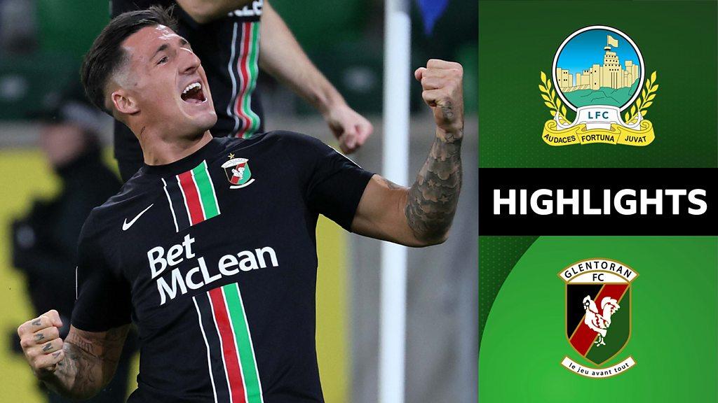 Watch: Purkis double helps Glentoran beat 10-man Linfield - BBC Sport