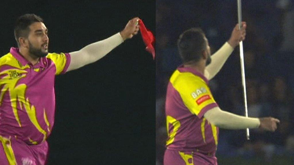 'Look at that!' Cricketer wows crowd with magic celebration - BBC Sport