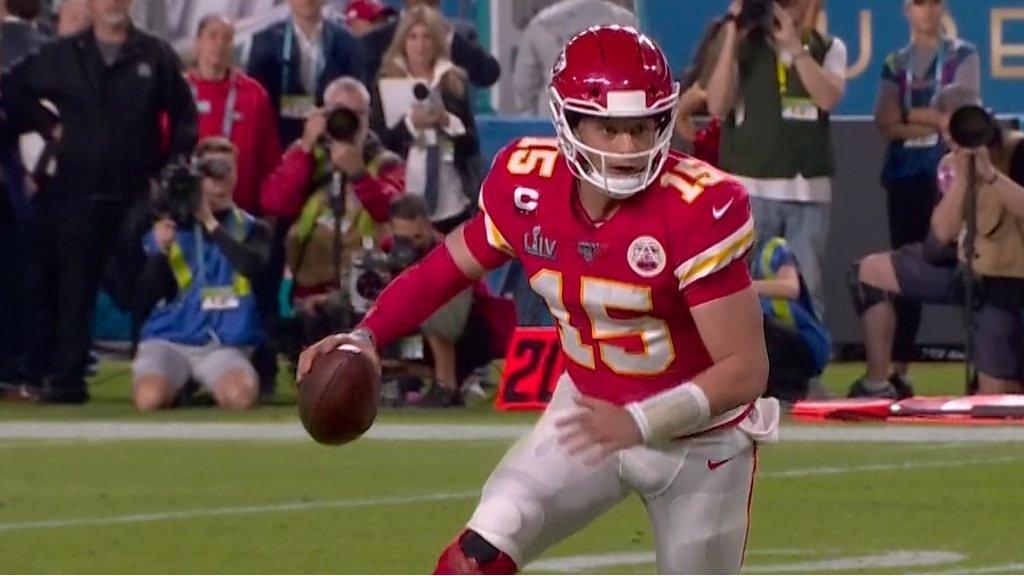 Super Bowl 2020: Patrick Mahomes scores first touchdown for Chiefs ...