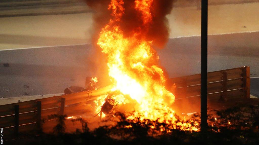 Romain Grosjean's burnt-out Formula 1 car to go on show - BBC Sport