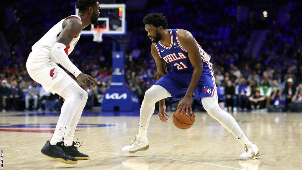 Joel Embiid: 76ers centre fined $35,000 for making 'obscene gesture' - BBC Sport