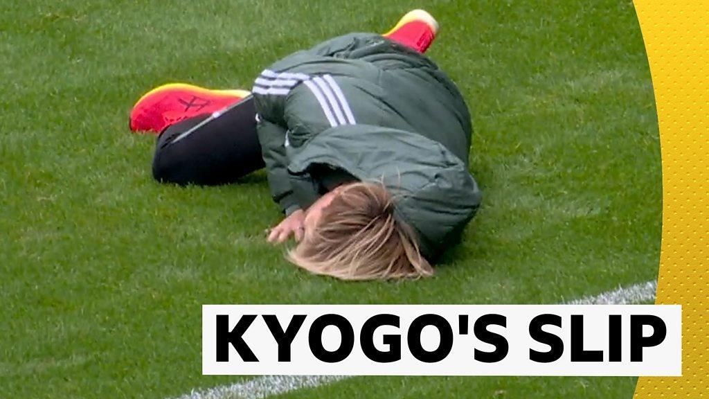 Celtic 4-0 Rangers: Watch injured striker Kyogo Furuhashi slip ...