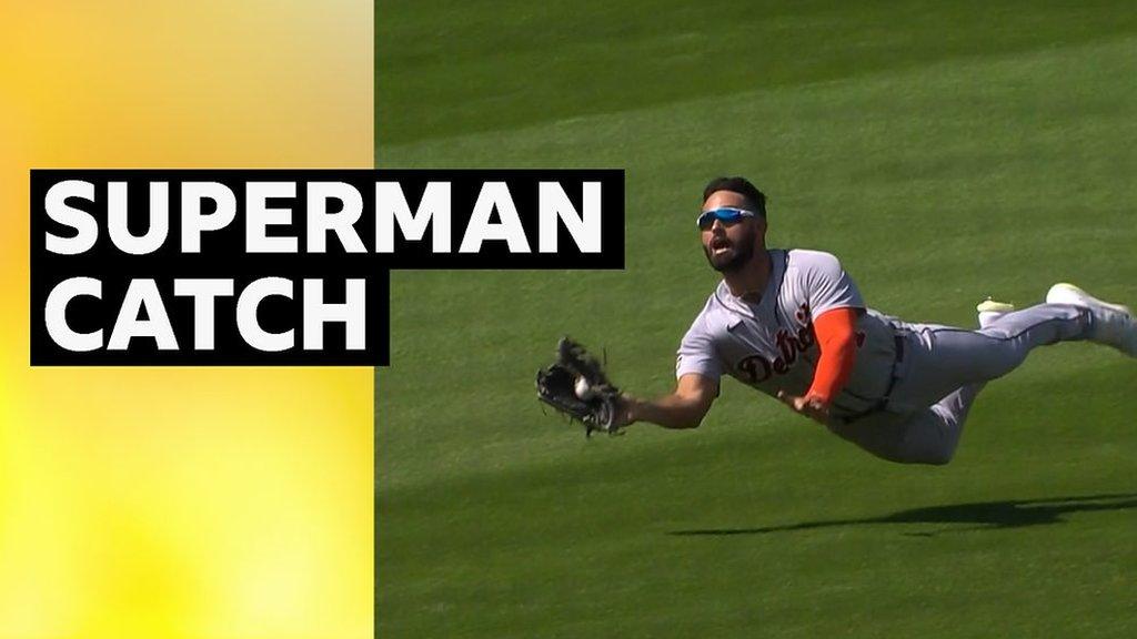 MLB: Detroit Tigers' Riley Greene flies through air to take catch - BBC ...