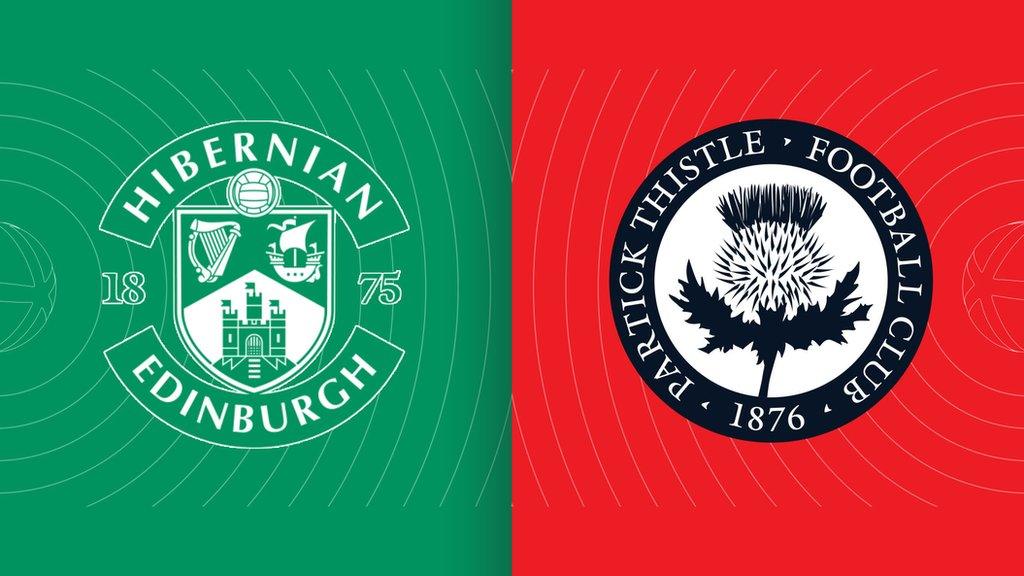 Hibernian beat Partick Thistle 2-0 to draw level with Hearts - BBC Sport