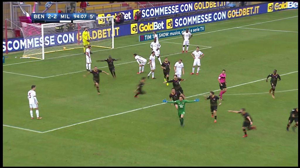 Check out this goalkeeper's last-minute diving header! - BBC Newsround