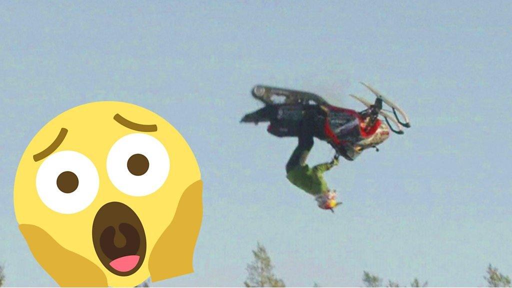 Wow! Watch the first EVER snowmobile double backflip - BBC Newsround
