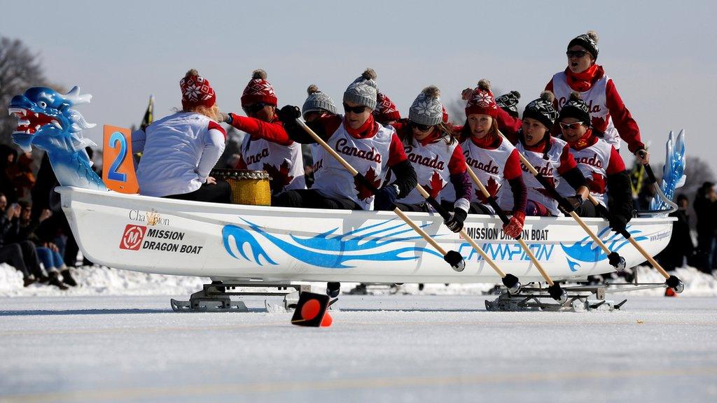 Canada hosts ice dragon boat racing contest - BBC Newsround