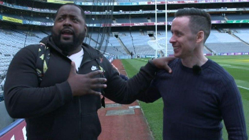 Comedian Josh Pray laps up All-Ireland atmosphere - BBC Sport