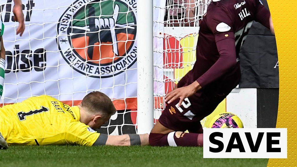 Hearts 0-3 Celtic: Watch all angles of Joe Hart's double save - BBC Sport