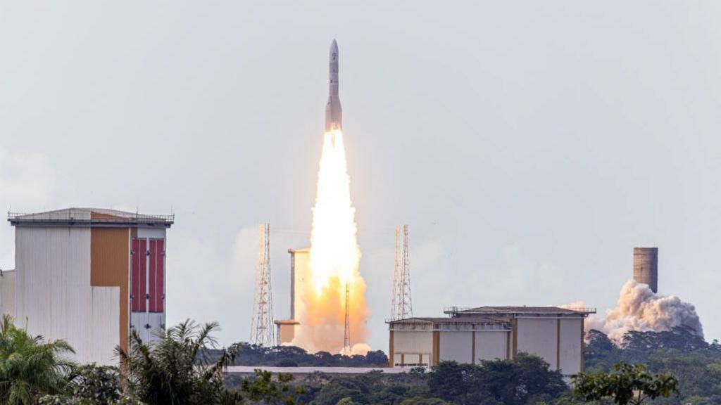 Ariane-6 rocket blasts off for first flight - BBC Newsround