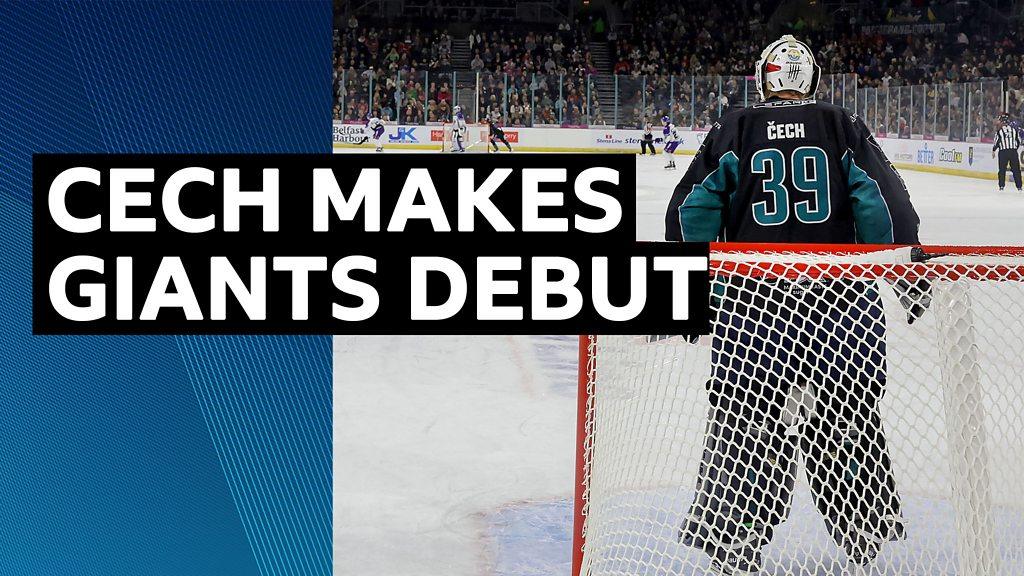 Watch: Petr Cech makes his makes debut for Belfast Giants - BBC Sport
