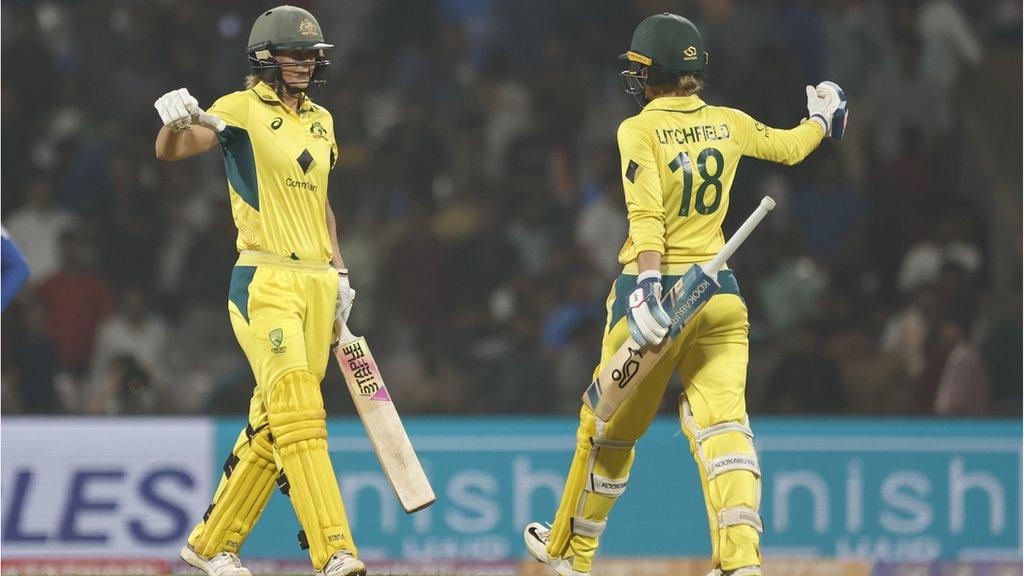 India v Australia: Ellyse Perry hits match-winning six on 300th ...