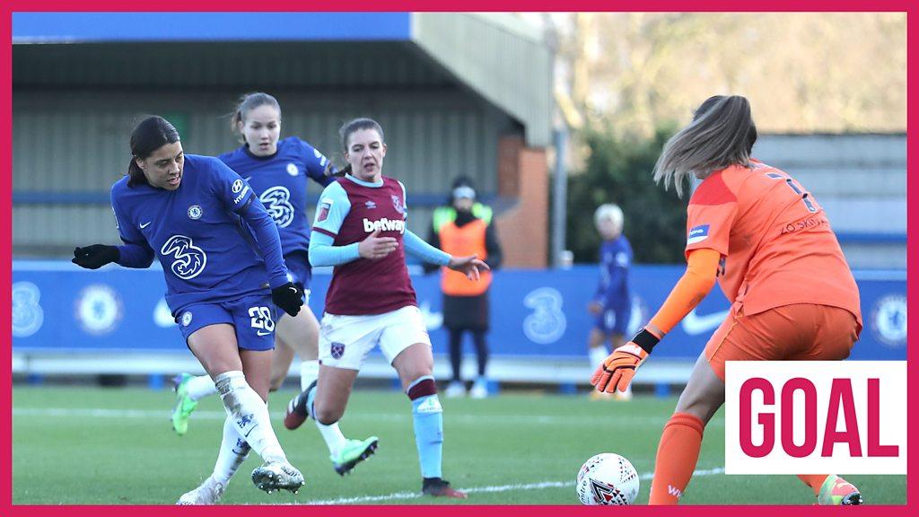 WSL: Sam Kerr wraps up hat-trick for Chelsea against West Ham - BBC Sport