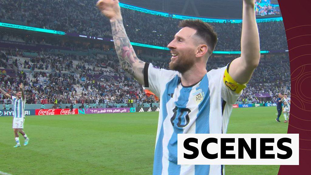 World Cup 2022: Lionel Messi leads Argentina's full-time celebrations ...