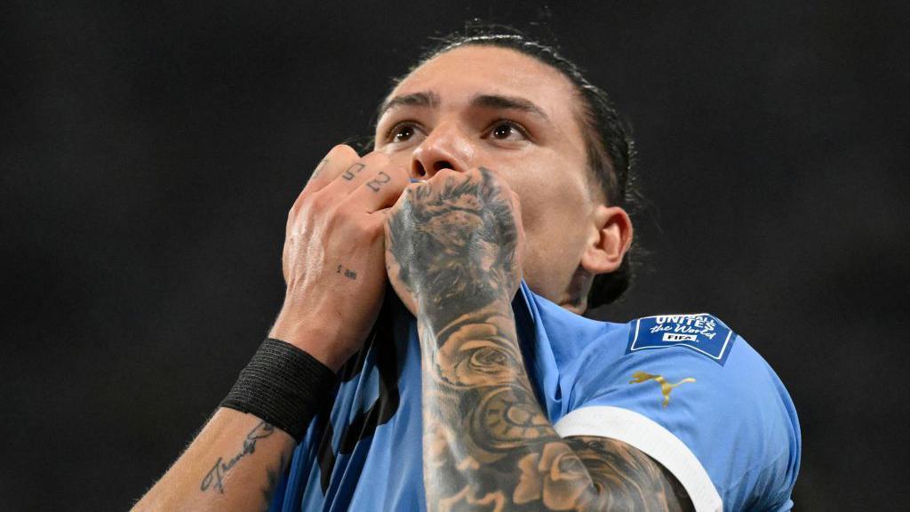 Darwin Nunez: Liverpool forward scores three for Uruguay - BBC Sport