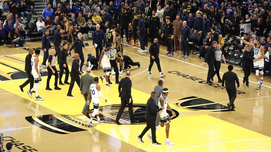 NBA in-season tournament: Three players ejected for fighting as Golden ...