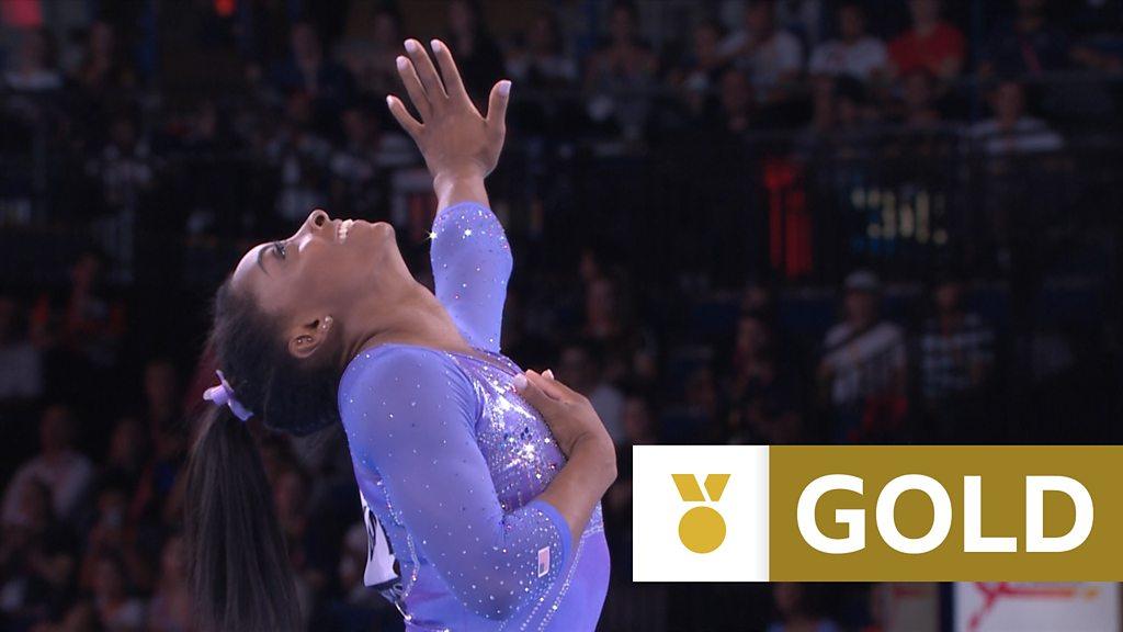 Simon Biles wins gold in floor final at World Championships - BBC Sport